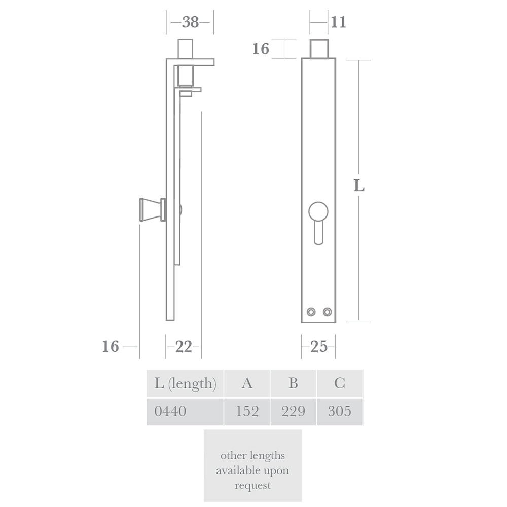 0440 Knob Slide Flush Bolts | Frank Allart