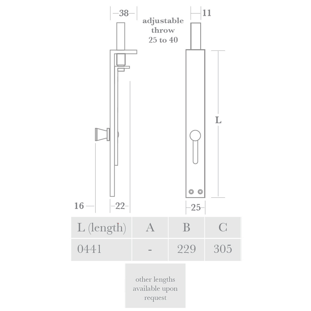 0441 Knob Slide Flush Bolt | Frank Allart