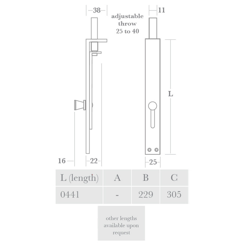 0441 Knob Slide Flush Bolt | Frank Allart
