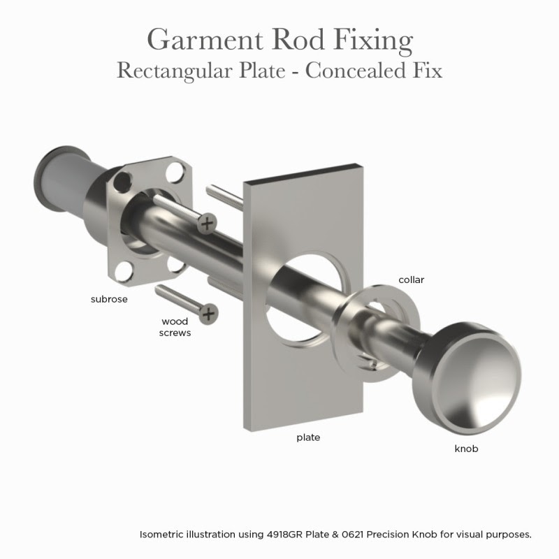 6218GR Garment Rod Rectangular Plate - Concealed Fix | Frank Allart