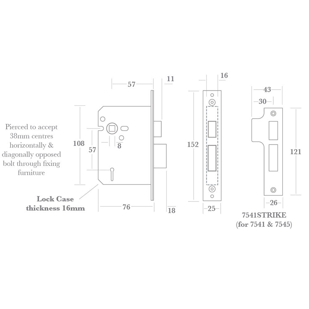 7541 3 Lever Bit Key Lock set - Light Spring 2-Way Action (Knob ...